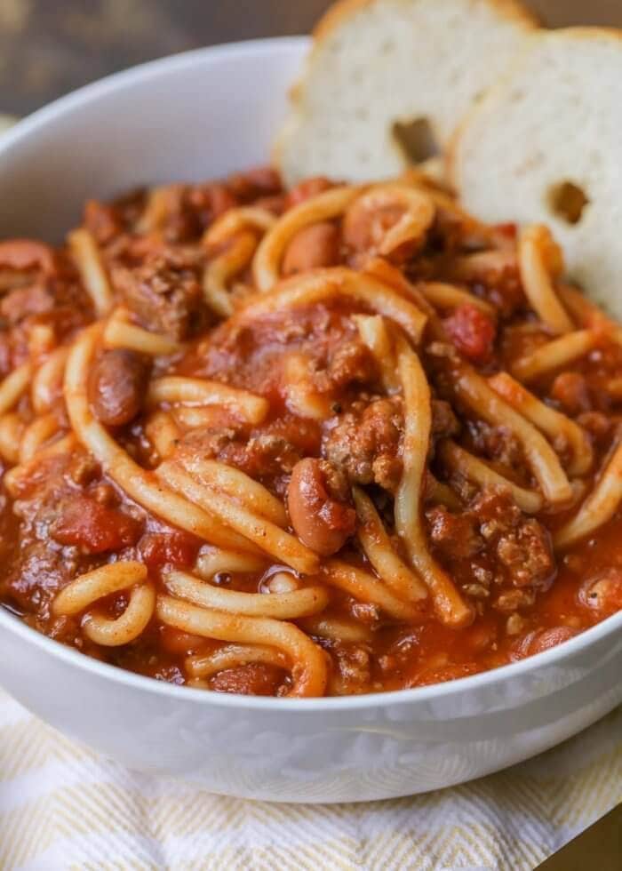 Chili Spaghetti - Two of Your Favorite Recipes in One! Lil' Luna