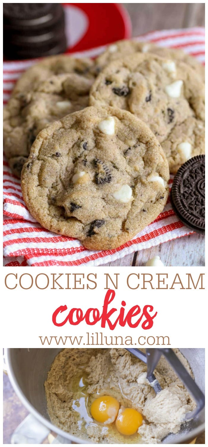 Cookies and Cream Cookies {With Oreos!} | Lil' Luna
