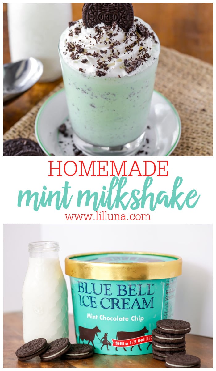 Mint Milkshake {Mint Ice Cream + Oreos!} | Lil' Luna