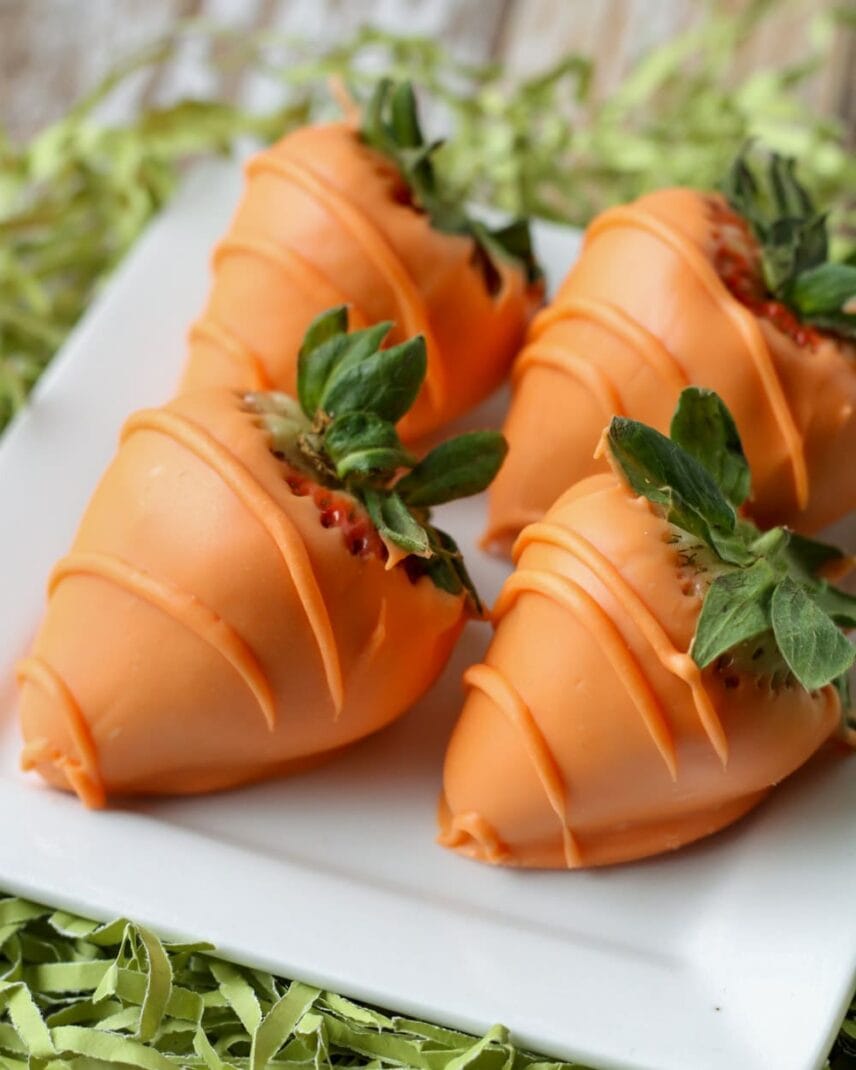Carrot Chocolate Covered Strawberries - Perfect for Easter! | Lil' Luna
