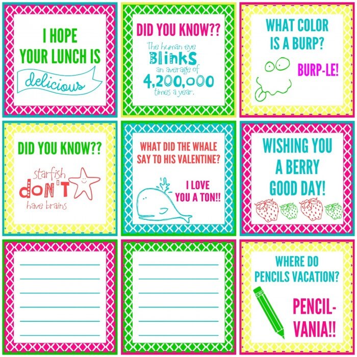 FREE Printable Lunch Box Notes + Jokes | Lil' Luna