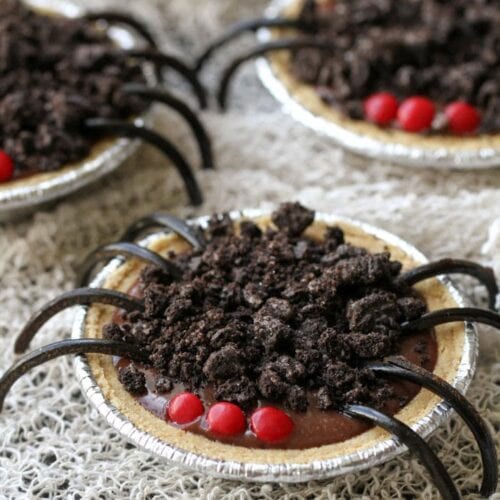 Chocolate Pudding Pie Spiders {Perfect for Halloween!} | Lil' Luna