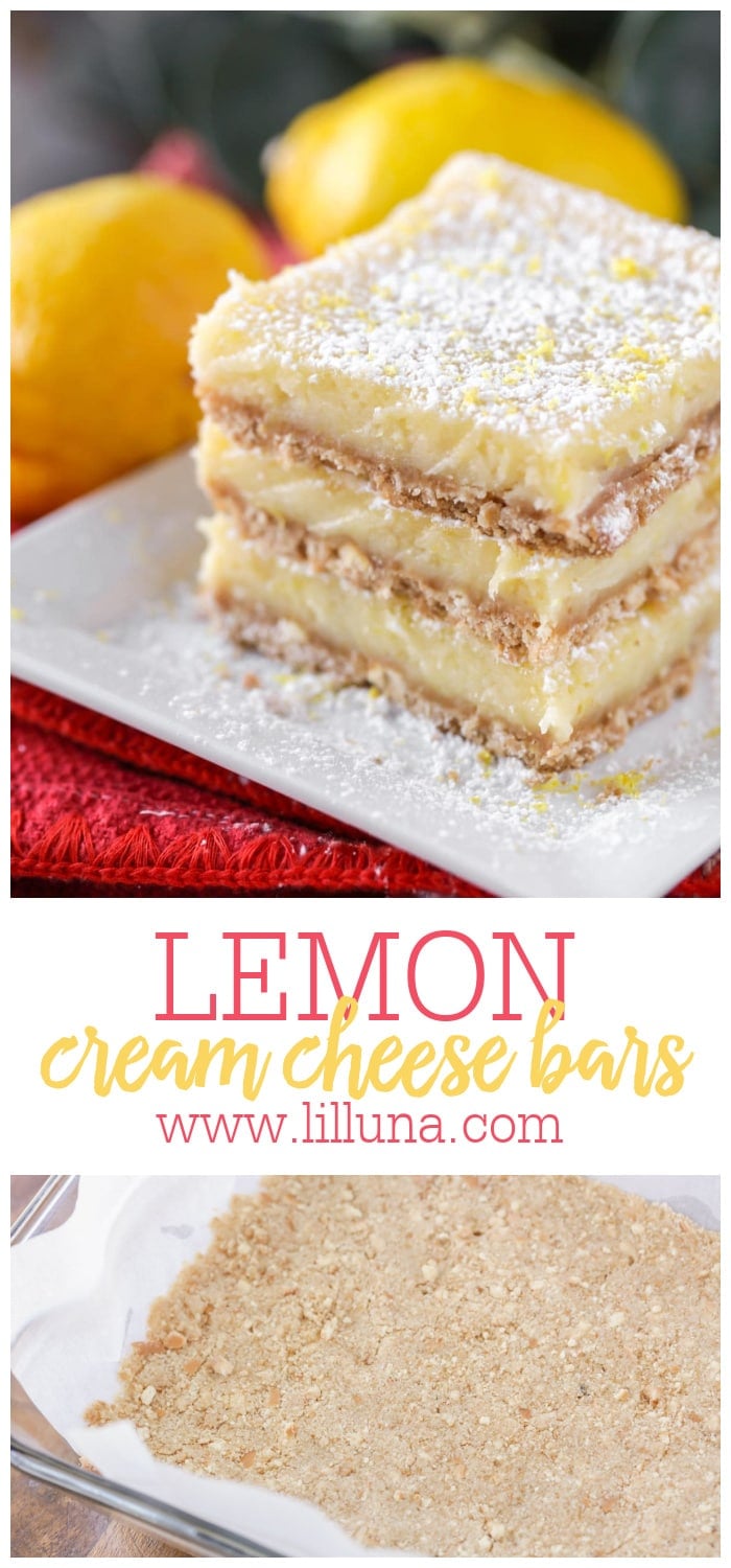 Lemon Cream Cheese Bars {With Vanilla Wafer Crust!} | Lil' Luna