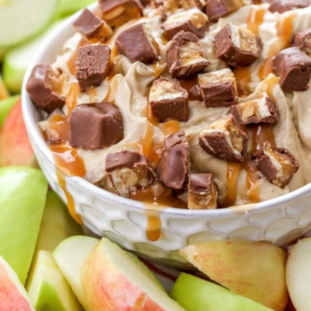 Snickers Dip {Easy 5-Minute Fruit Dip} | Lil' Luna