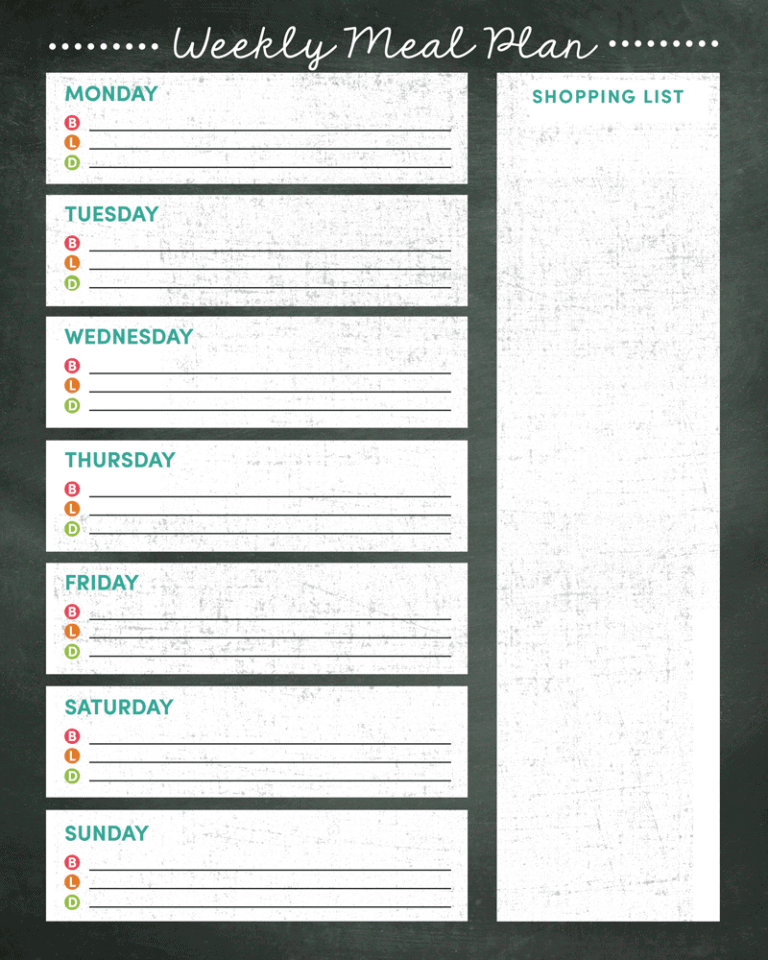Weekly Meal Planner Printable