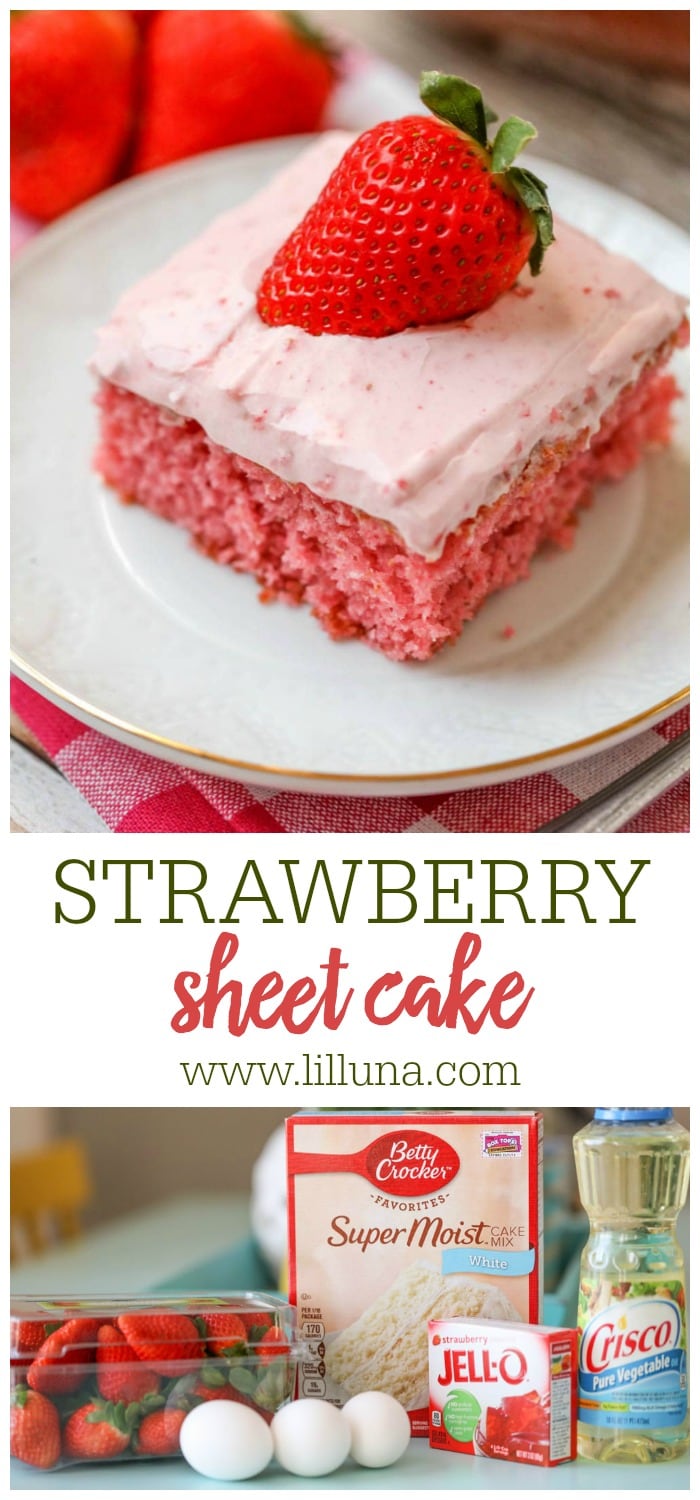 Strawberry Sheet Cake {with Strawberry Frosting!} | Lil' Luna
