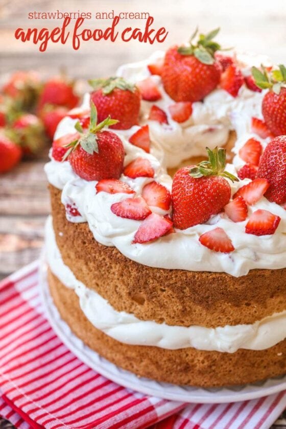 Strawberries and Cream Angel Food Cake