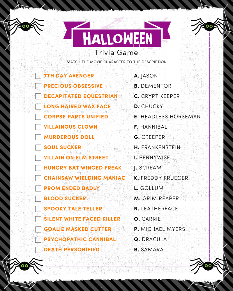 Halloween Trivia Print Lil Luna Halloween Trivia Print Lil Luna
