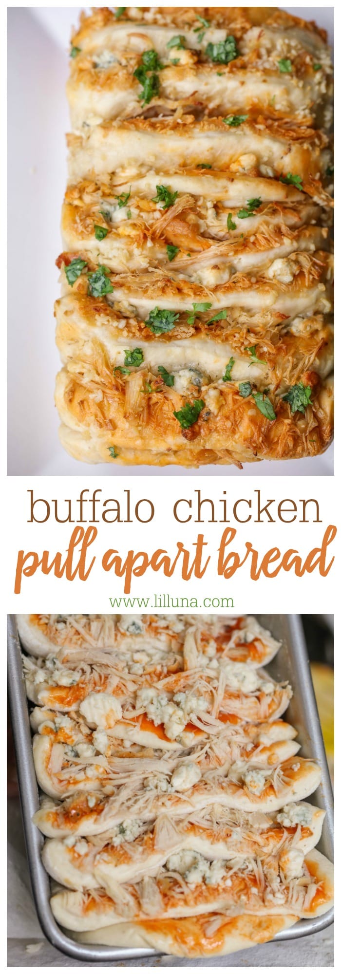 Buffalo Chicken Pull Apart Bread {The BEST} | Lil' Luna