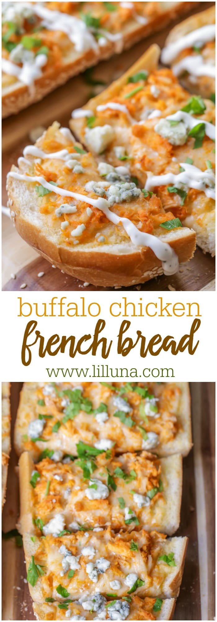 Buffalo Chicken French Bread {With Bleu Cheese} | Lil' Luna