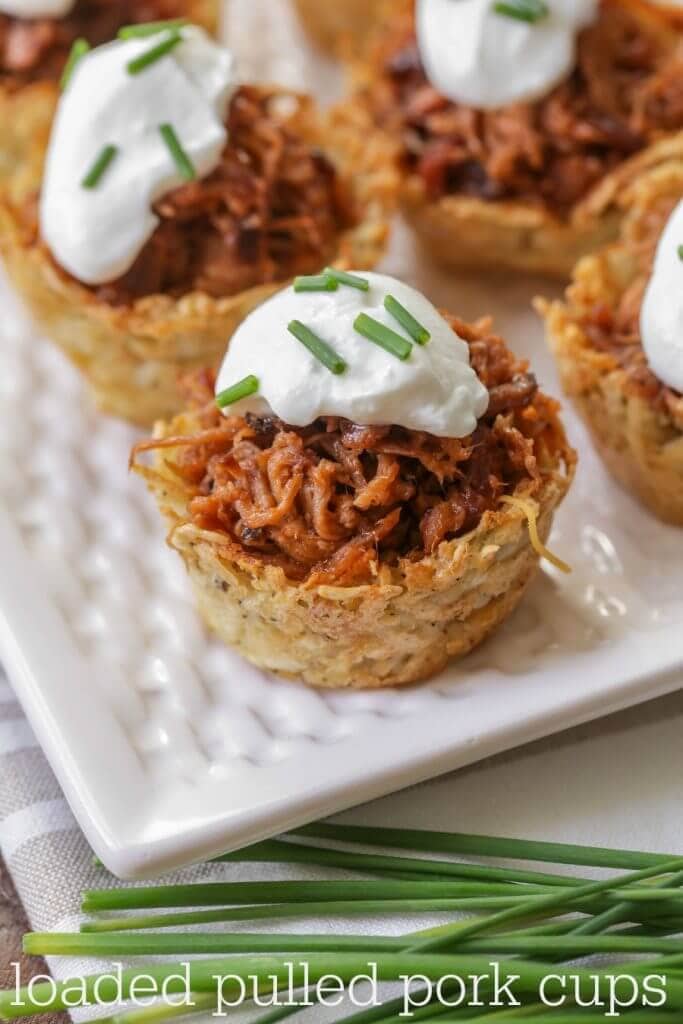 Loaded Pulled Pork Cups {BBQ Flavored} | Lil' Luna