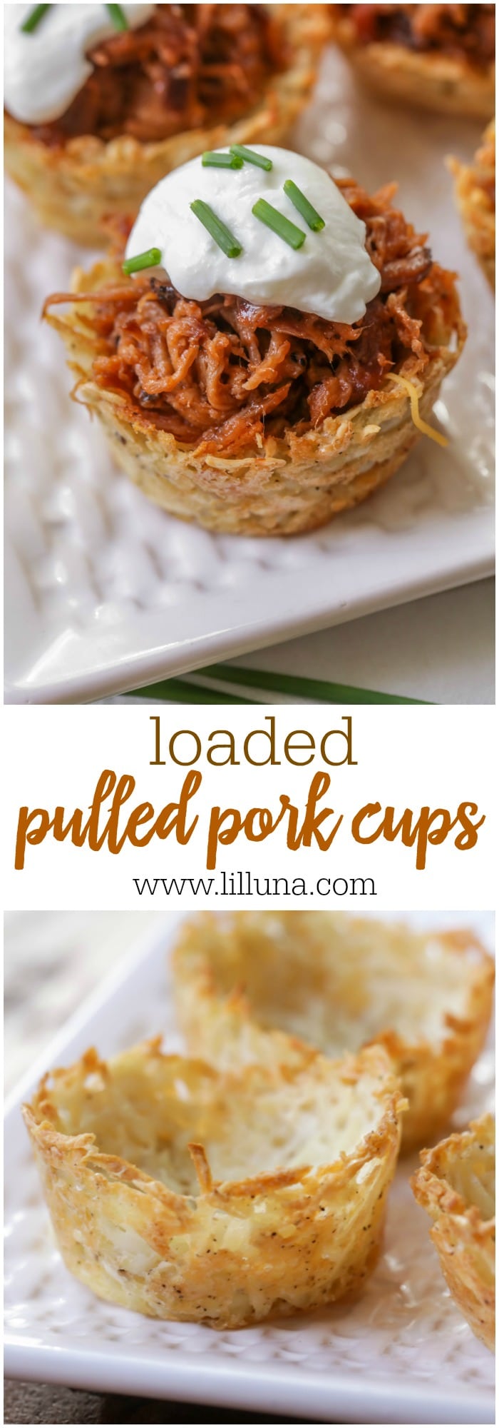 Loaded Pulled Pork Cups {BBQ Flavored} | Lil' Luna