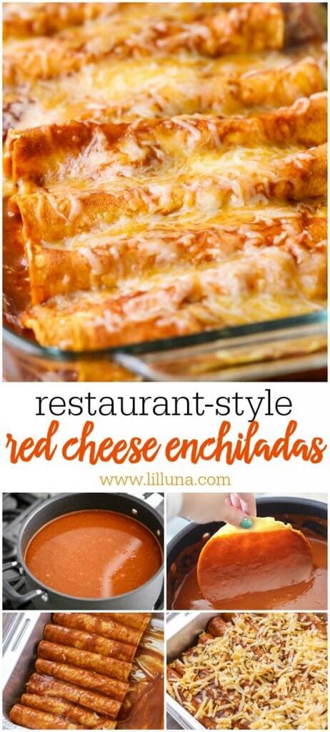 Red Cheese Enchiladas {Restaurant Style +VIDEO} | Lil' Luna