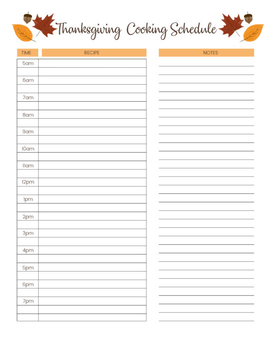FREE Thanksgiving Menu Template Schedule Tags Lil Luna