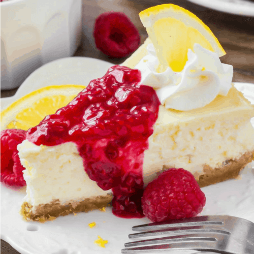 Lemon Cheesecake with Raspberry Sauce | Lil' Luna