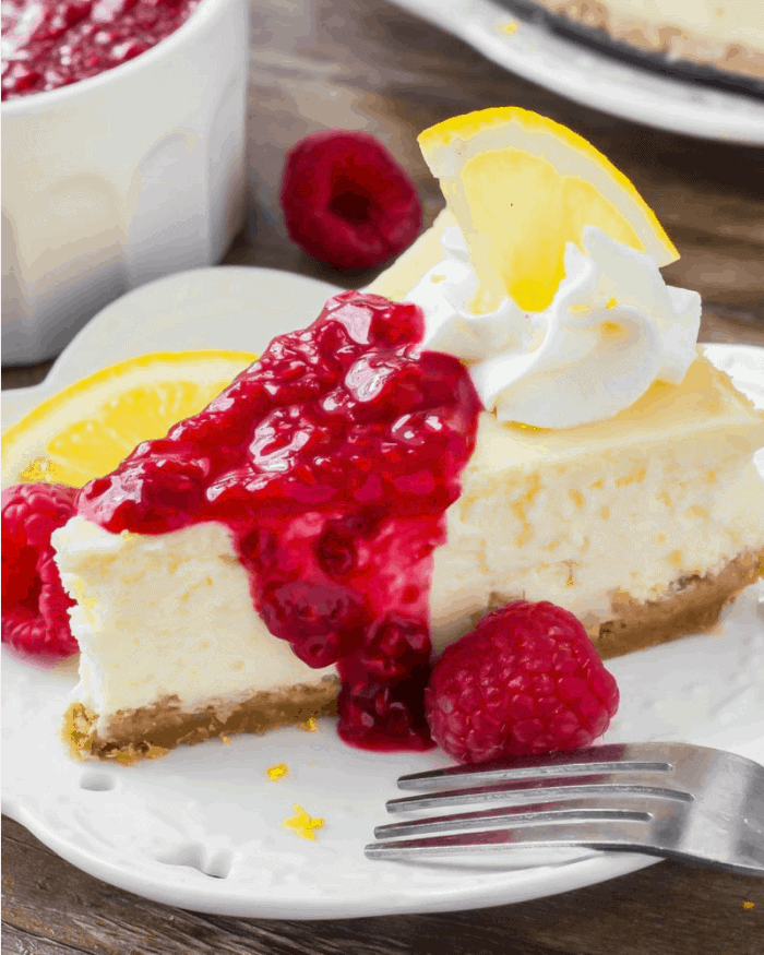 Lemon Cheesecake with Raspberry Sauce | Lil' Luna