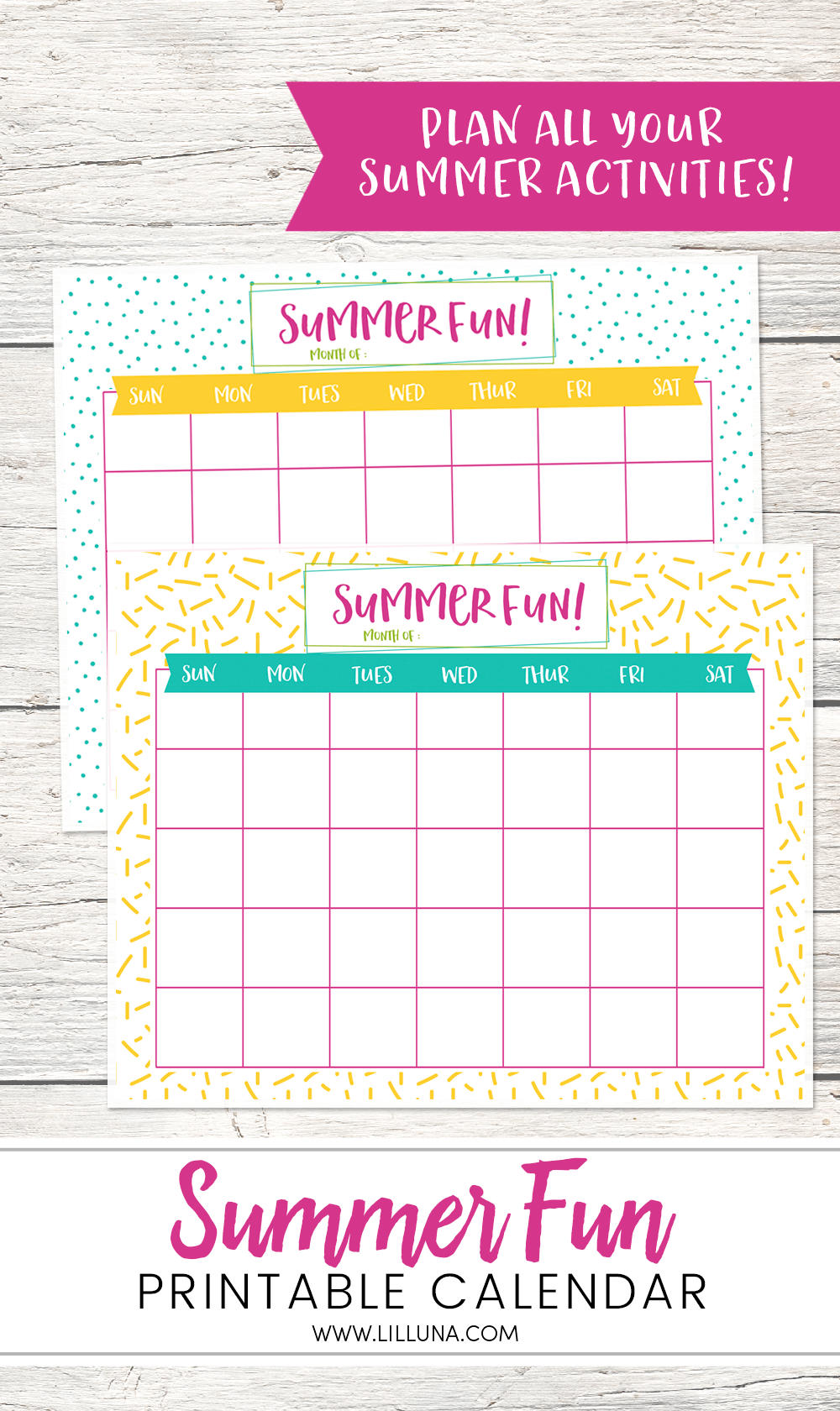 Fun Summer Calendar Ideas