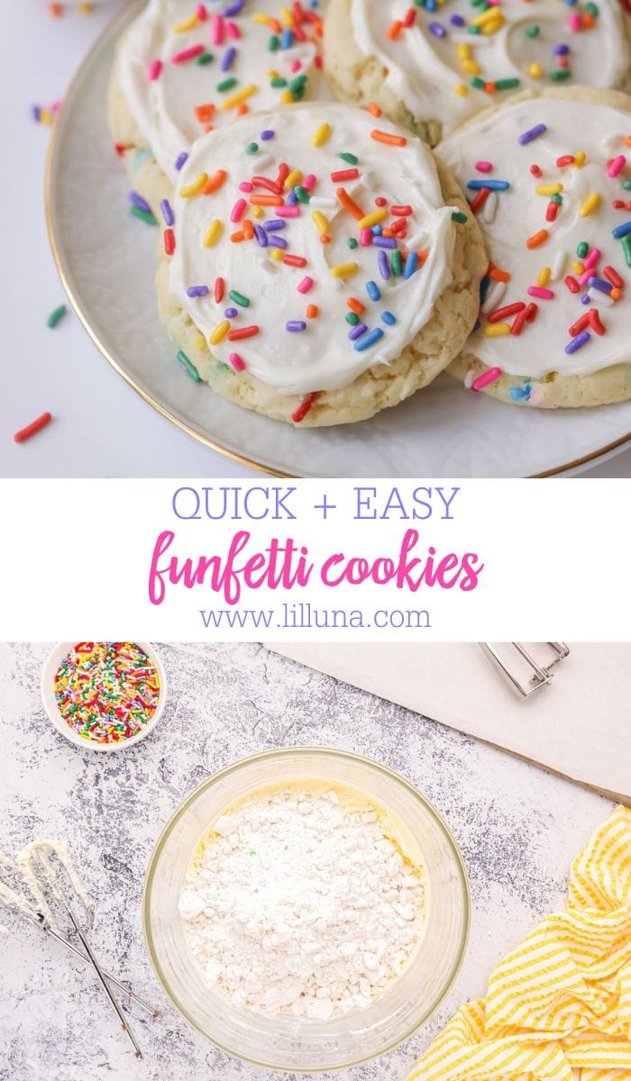 Funfetti Cookies {Made with a Cake Mix!} | Lil' Luna
