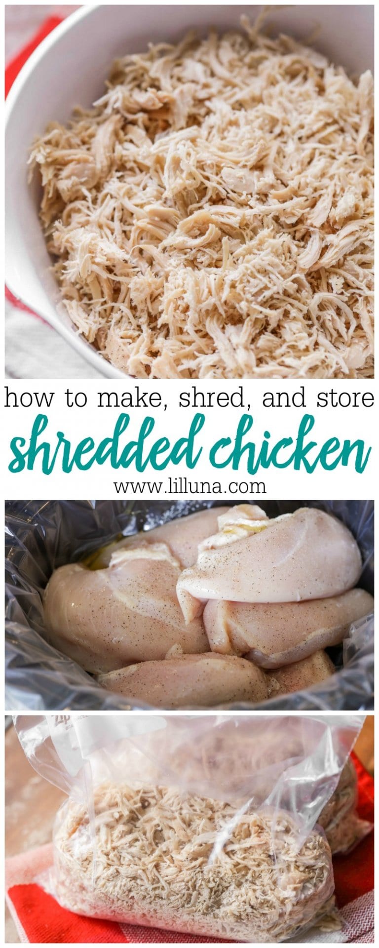Shredded Chicken (How to Cook, Shred, Use, and Store it!) | Lil' Luna