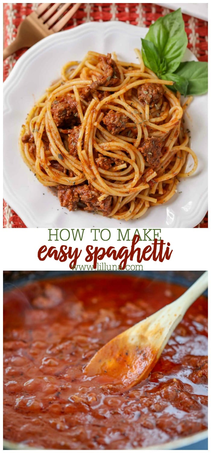 Easy Spaghetti Recipe {with Homemade Sauce +VIDEO} | Lil' Luna