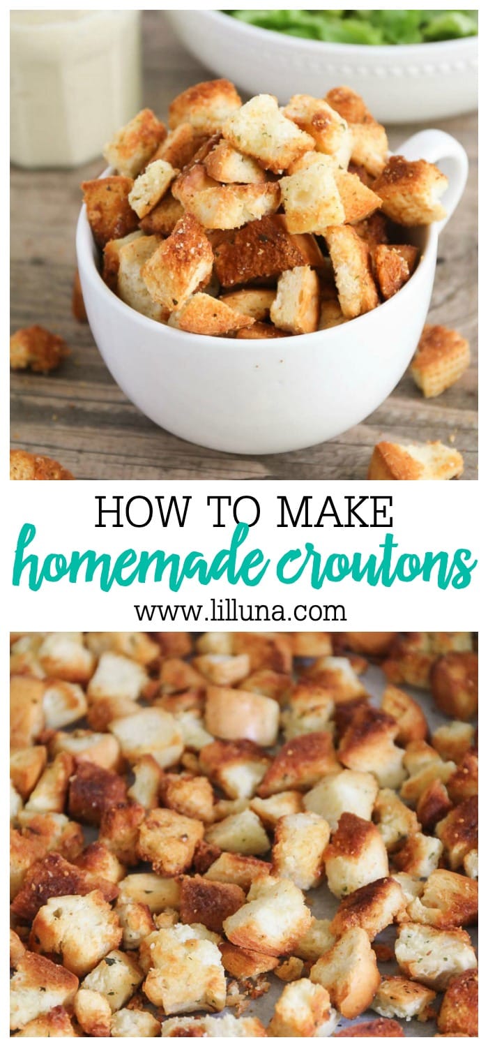 Easy Homemade Croutons {Using Any Bread!} | Lil' Luna