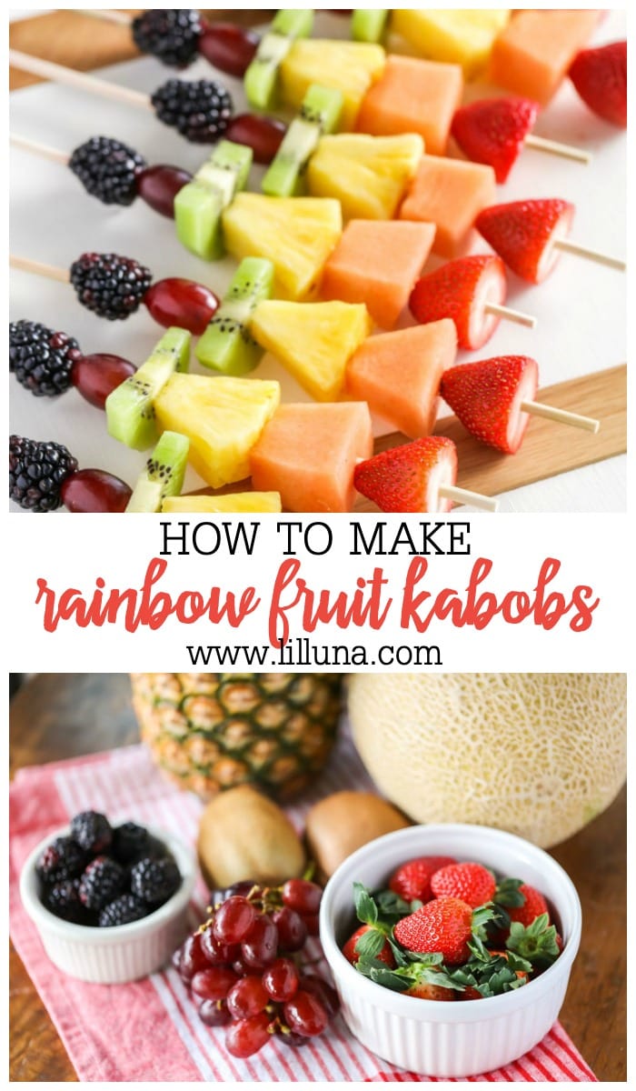 Rainbow Fruit Kabobs {Great for Parties!} | Lil' Luna