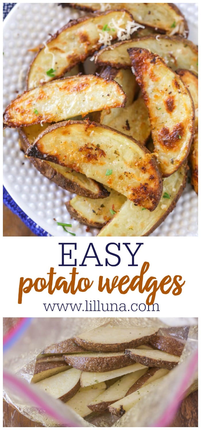 Oven Baked Potato Wedges {Easy + Crispy!} | Lil' Luna