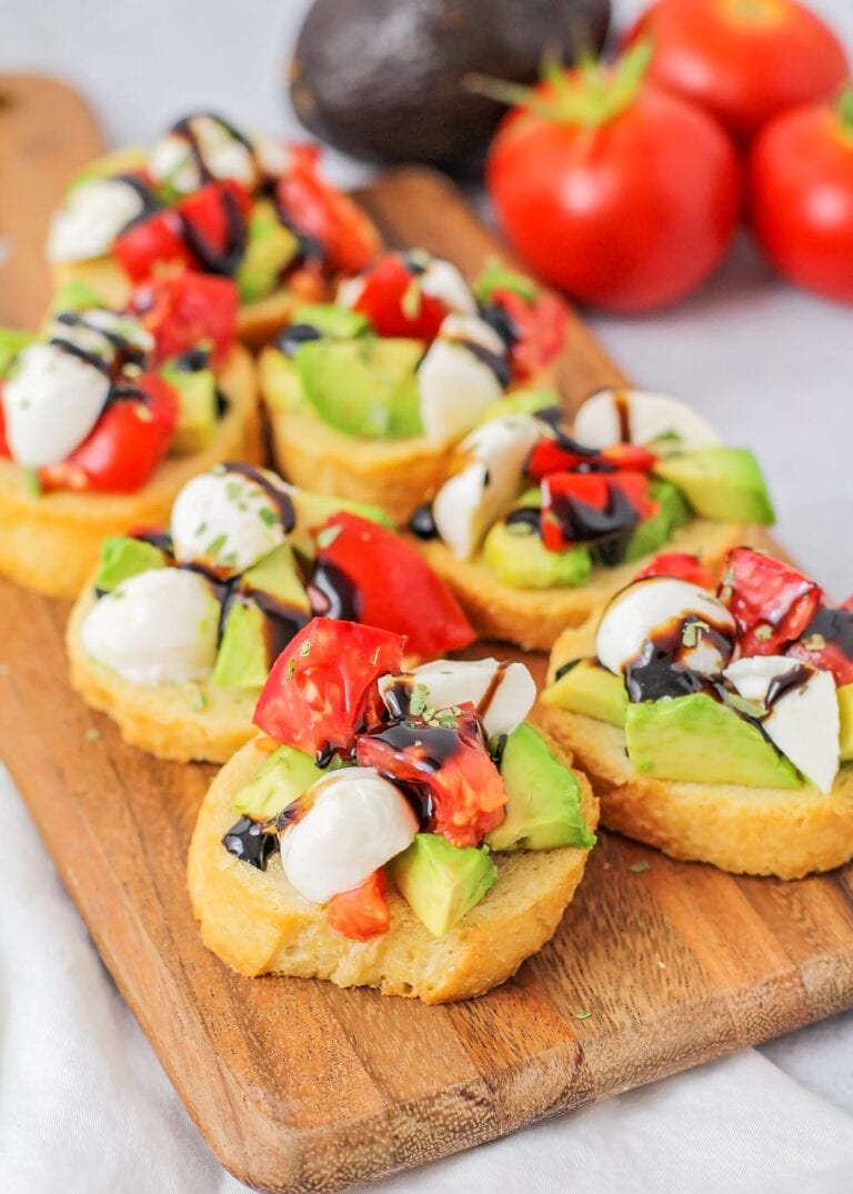 Bruschetta Caprese Recipe {With Avocado!} | Lil' Luna