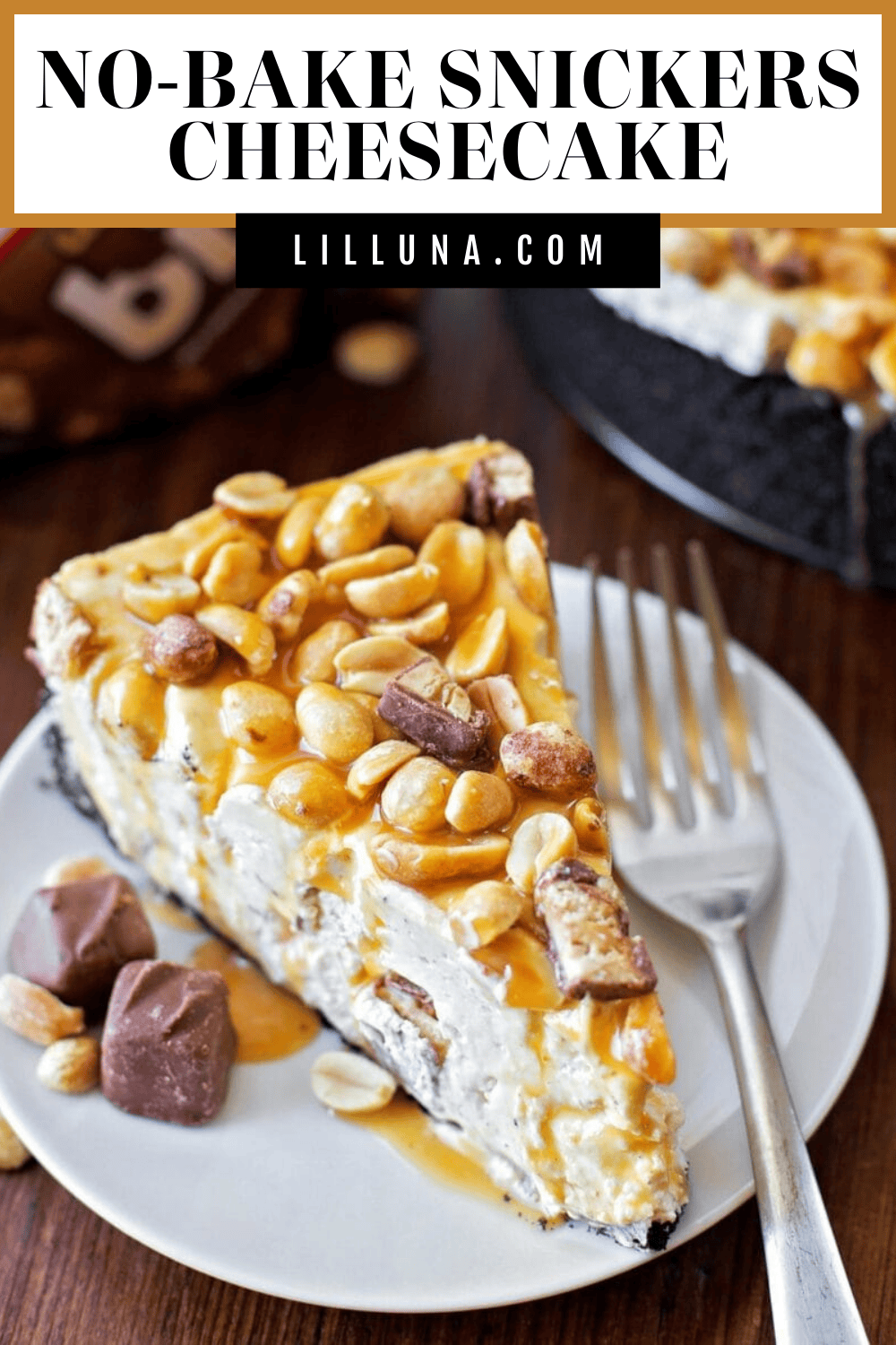No Bake Snickers Cheesecake {Easy + Refreshing} | Lil' Luna