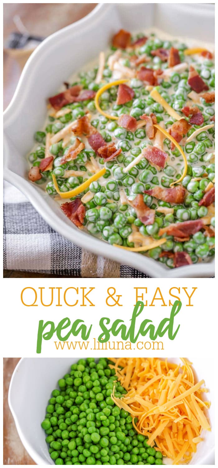 EASY Pea Salad Recipe {With Bacon and Cheese!} | Lil' Luna