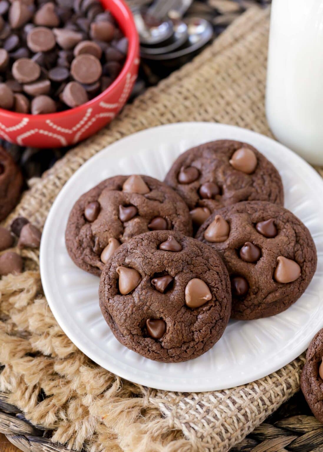 Double Chocolate Chip Cookies {SO easy!} | Lil' Luna