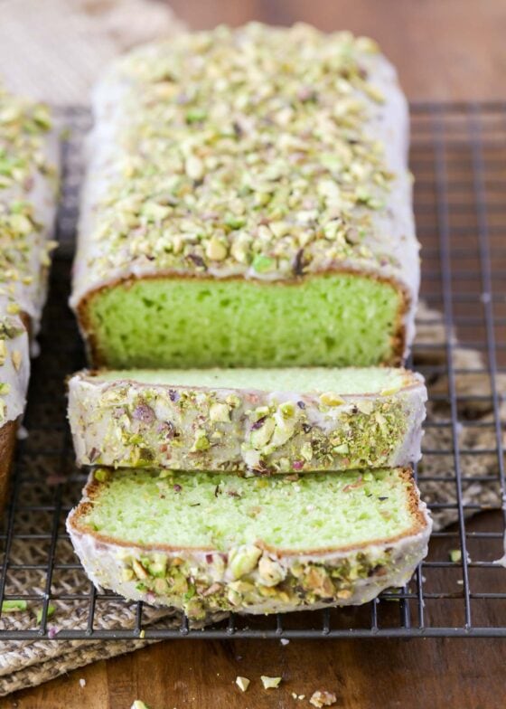 Pistachio Bread {With Almond Glaze!} | Lil' Luna