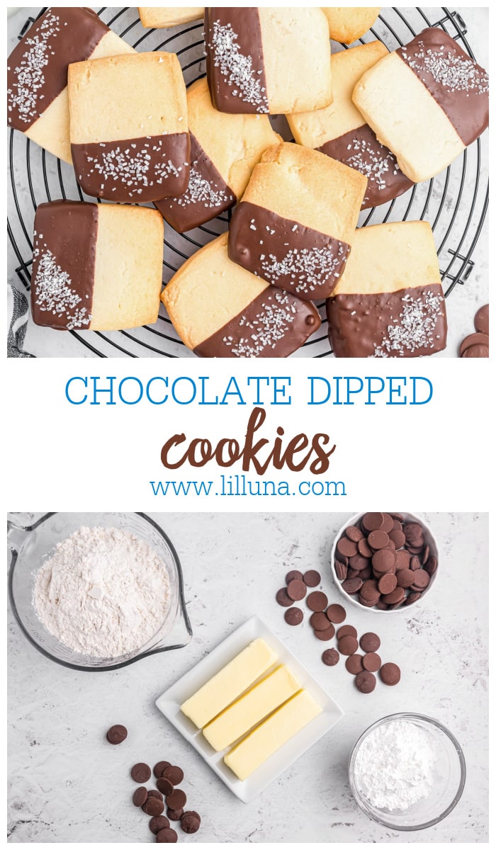 Chocolate Dipped Cookies {Simple Shortbread!} | Lil' Luna