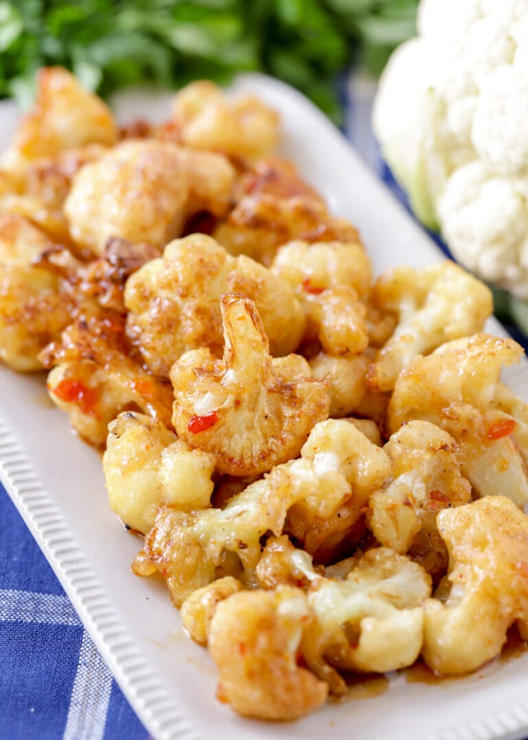 Fried Cauliflower {with Sweet Chili Sauce!} | Lil' Luna