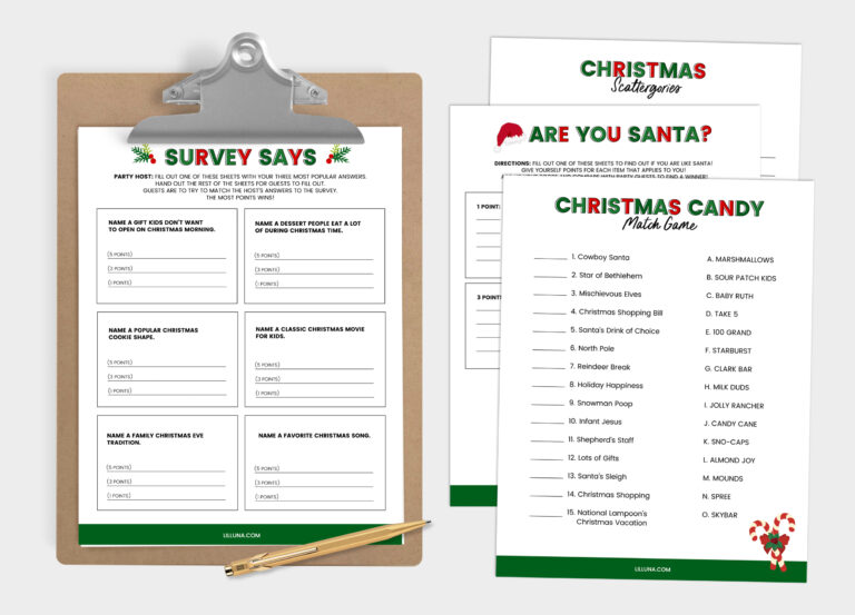 FREE Printable Christmas Games {4 FREEBIES} | Lil' Luna