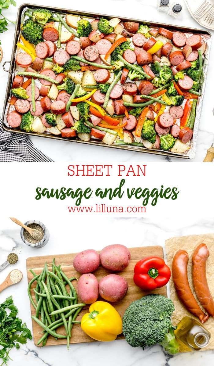 Sheet Pan Sausage and Veggies {Quick + Healthy!} | Lil' Luna