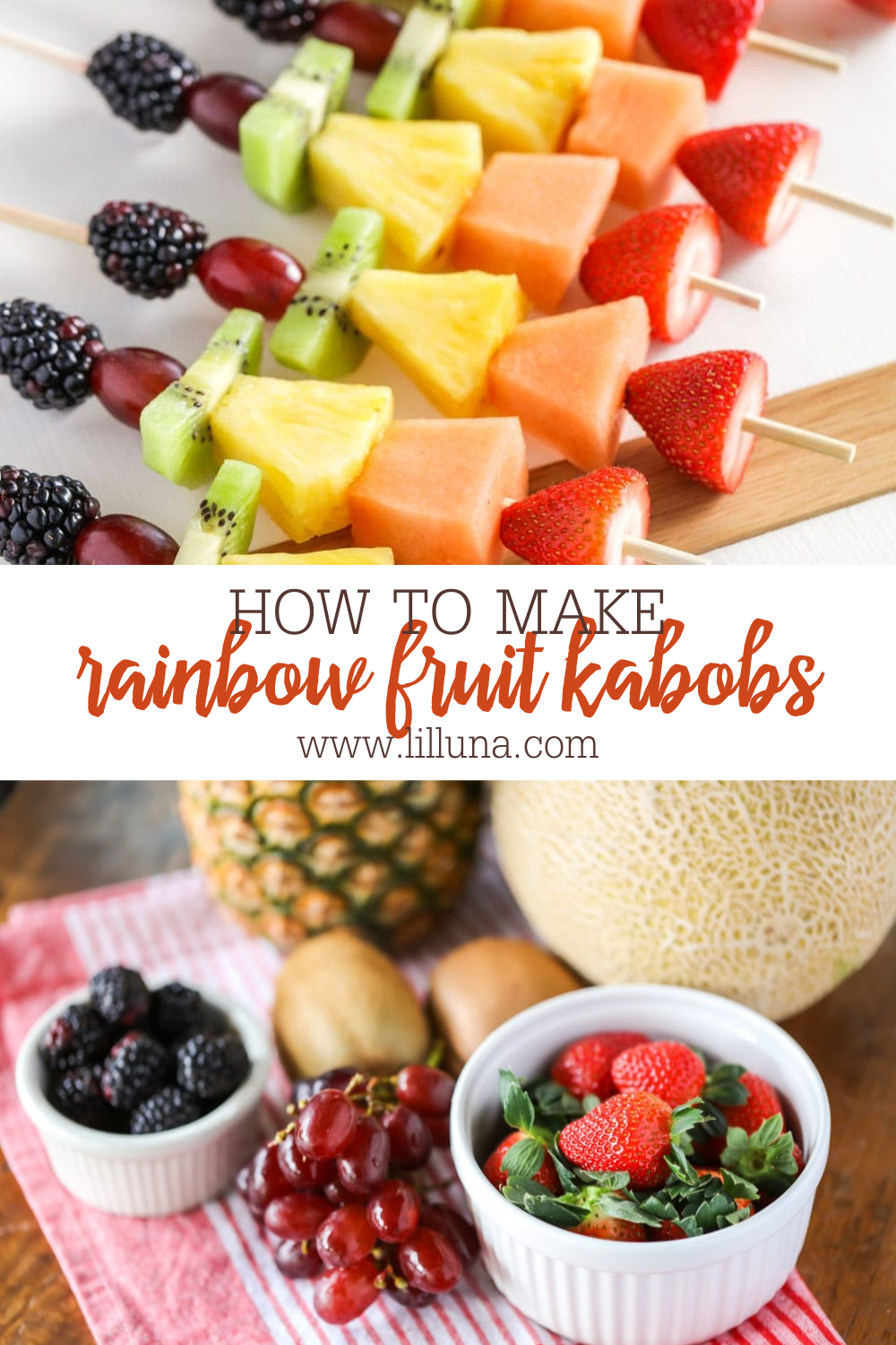 Rainbow Fruit Kabobs {Great for Parties!} | Lil' Luna